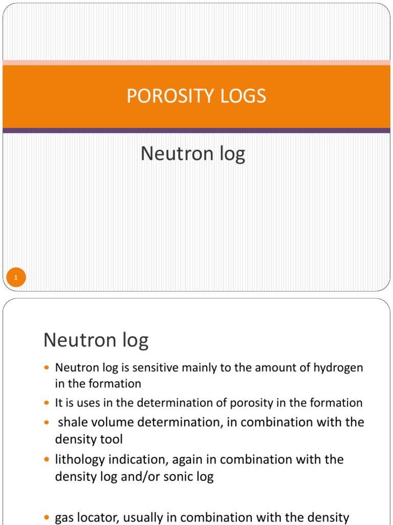 Porosity Logs: Neutron Log | PDF | Neutron | Porosity
