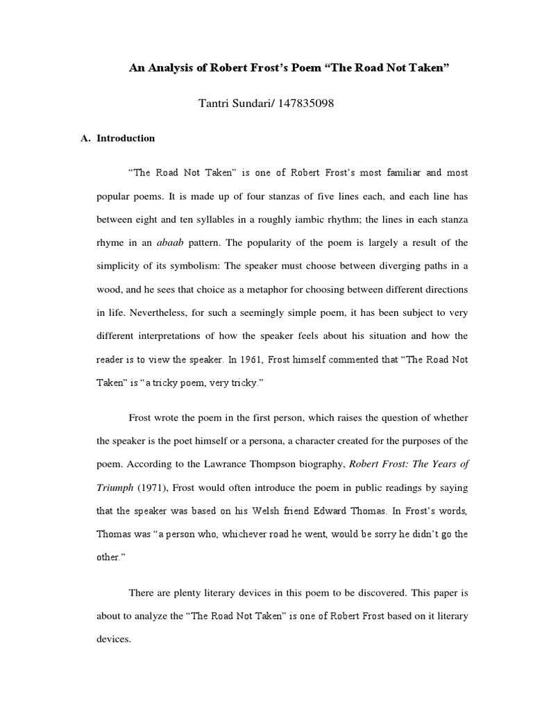 Analysis Research Robert Frost PDF | Download Free PDF | Poetry