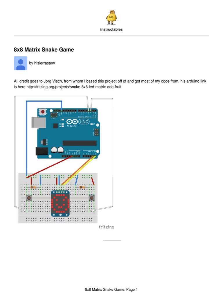 8x8 Matrix Snake Game | PDF
