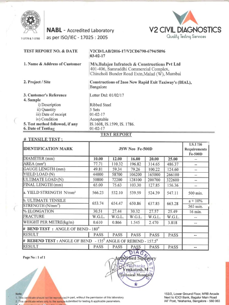 Steel Test Results | Download Free PDF | Chemistry | Building Engineering