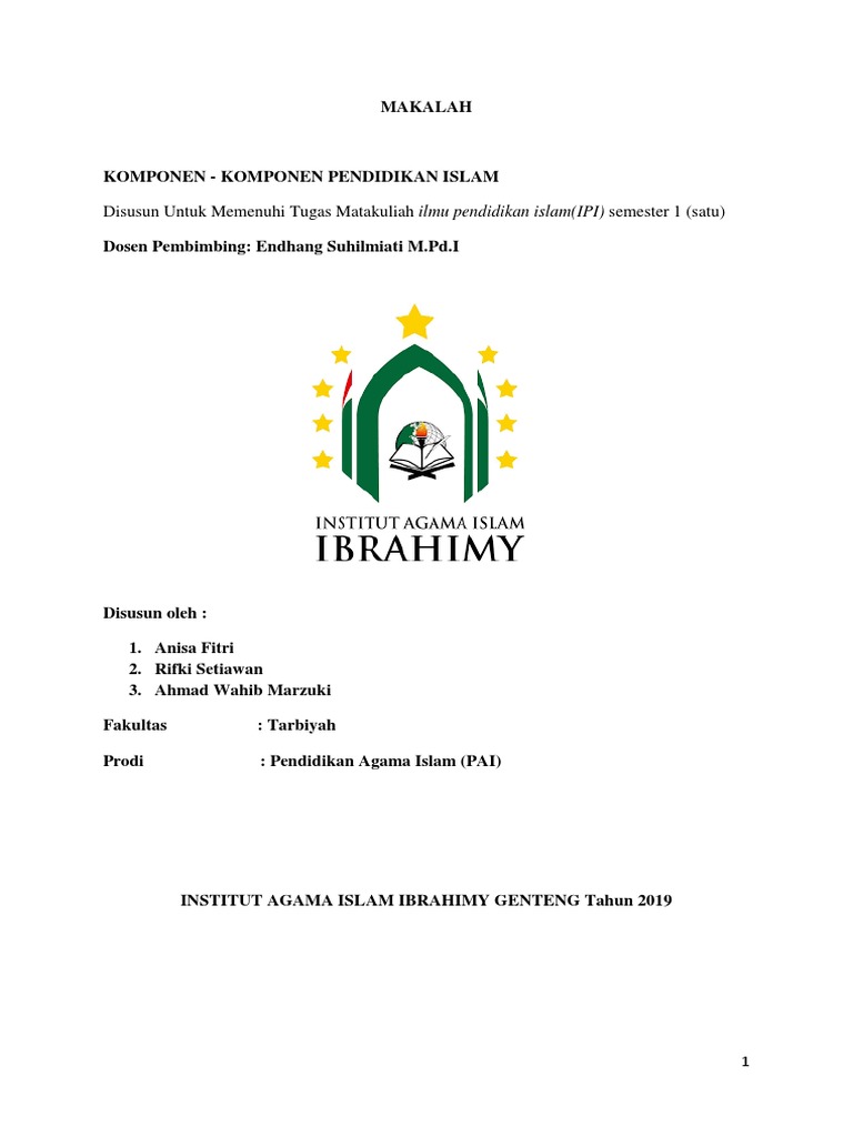 IPI - Komponen Komponen Pendidikan Islam | PDF