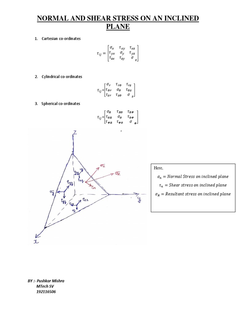 Normal and Shear Stresses On Inclined Plain | PDF | Geometry ...