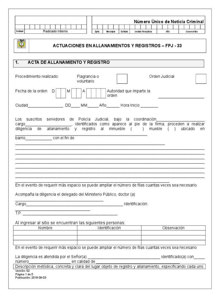 FPJ 33 Actuaciones en Allanamiento y Registro V 03 | PDF | Gobierno