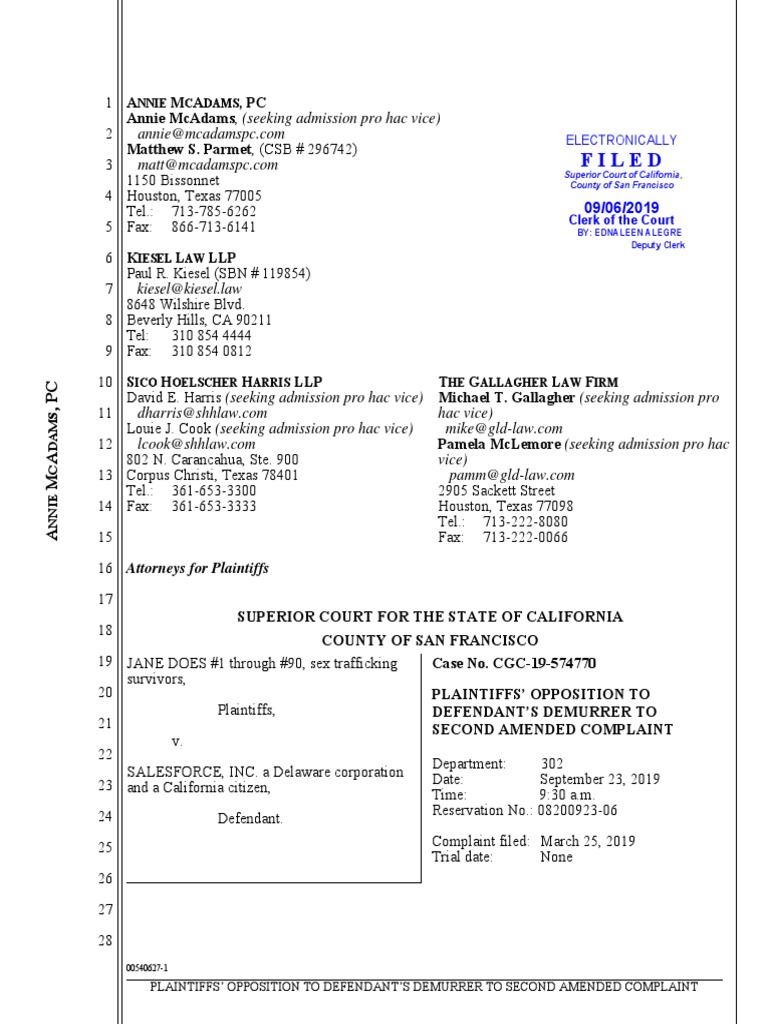 Sample Opposition To Demurrer For California 385 Motion To Strike