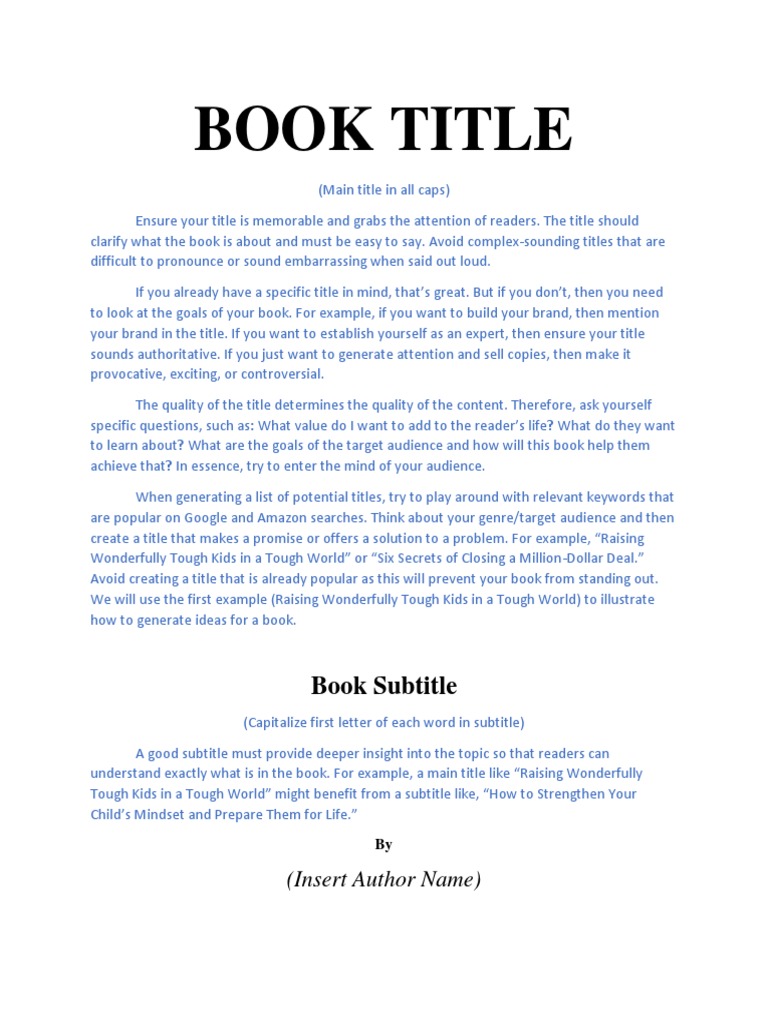 How To Write A Book Title | PDF | Paragraph | Books