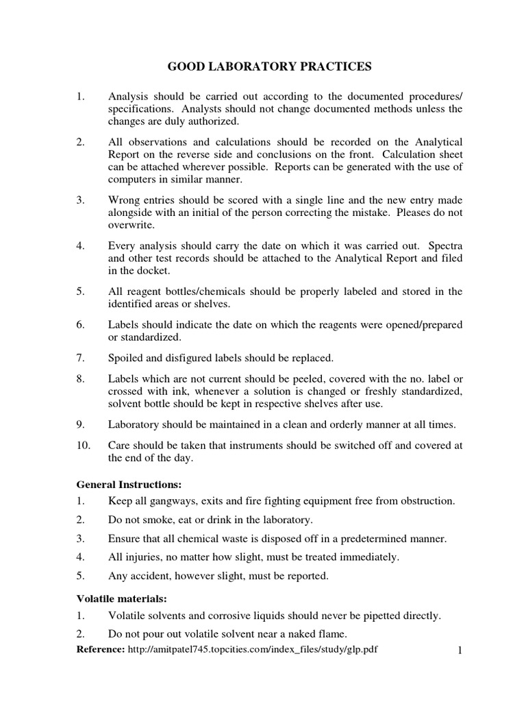 Good Laboratory Practices | PDF | Assay | Specification (Technical ...