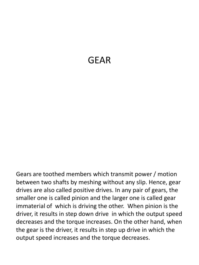 Gear& Gear Trains PDF | PDF | Gear | Transmission (Mechanics)