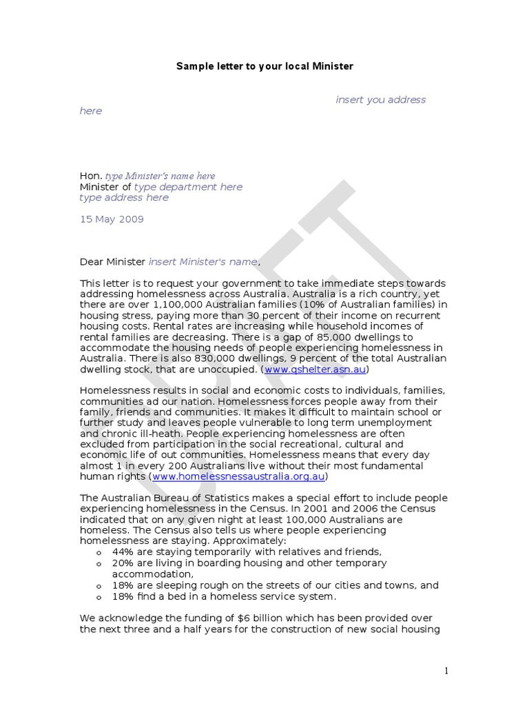 Type Minister's Name Here: Sample Letter To Your Local Minister | PDF ...