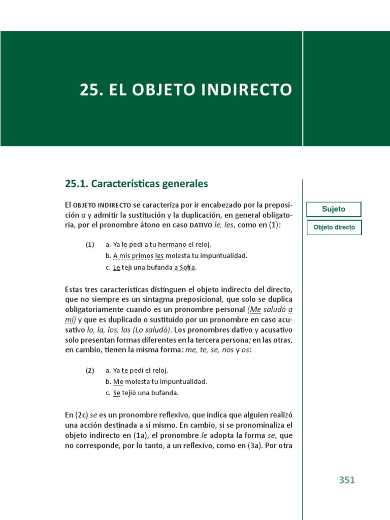 Características del Objeto Indirecto en Español | PDF | Asunto ...