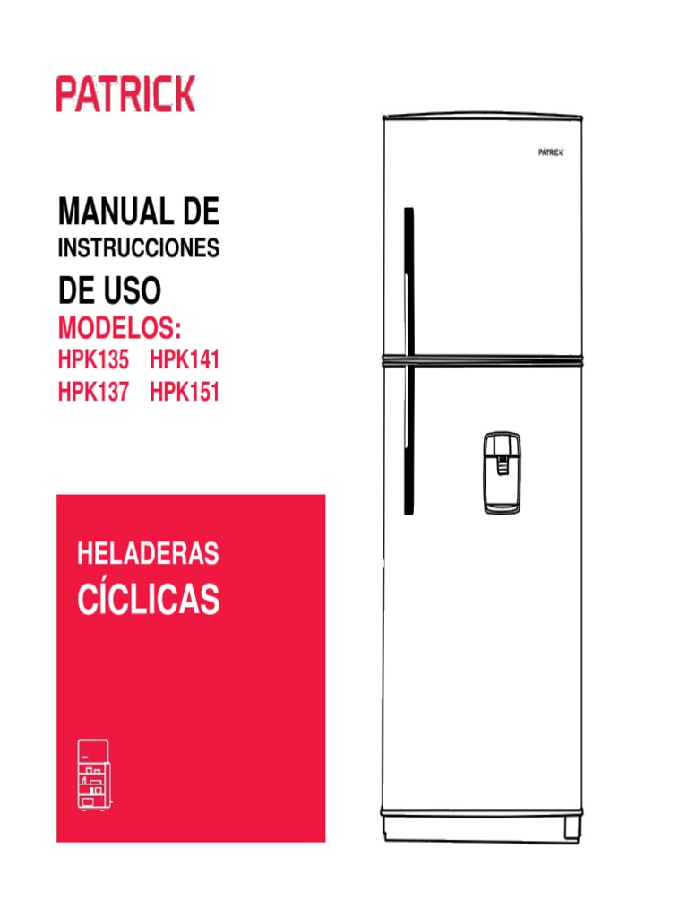 Manual Heladera Patrick | PDF | Refrigerador | Agua