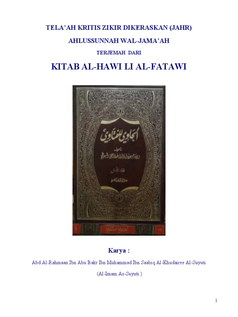 Tela'Ah Kritis Zikir Jahr - Kitab Al-Hawi Lil - Al Fatawi Lil Imam As ...