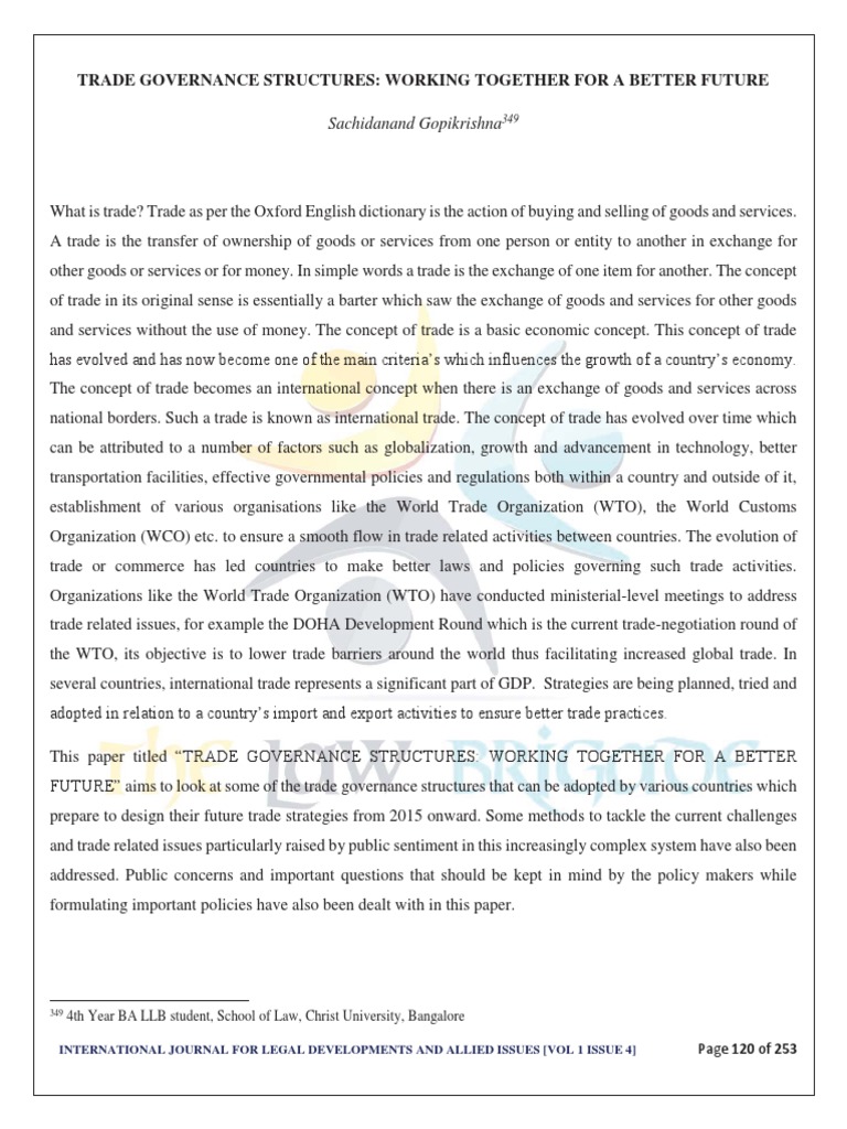 Trade Governance Structures: Working Together For A Better Future | PDF ...