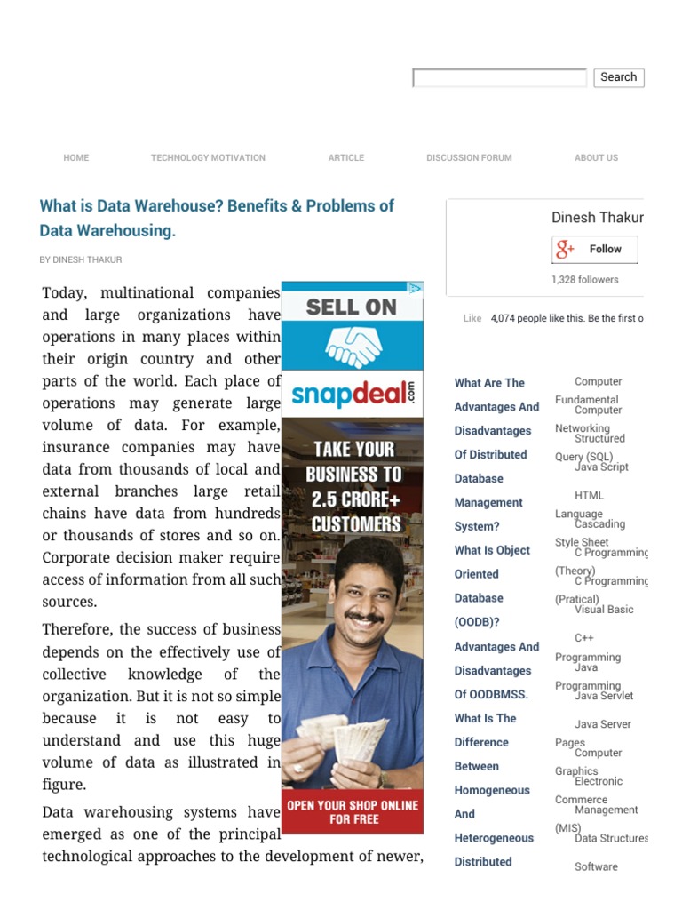 Data Warehousing: Benefits & Challenges | PDF | Data Warehouse | Databases
