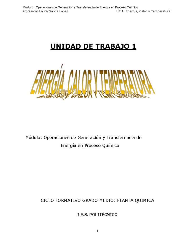 Ut1 - Energia, Calor y Temperatura | PDF | Calor | Capacidad calorífica