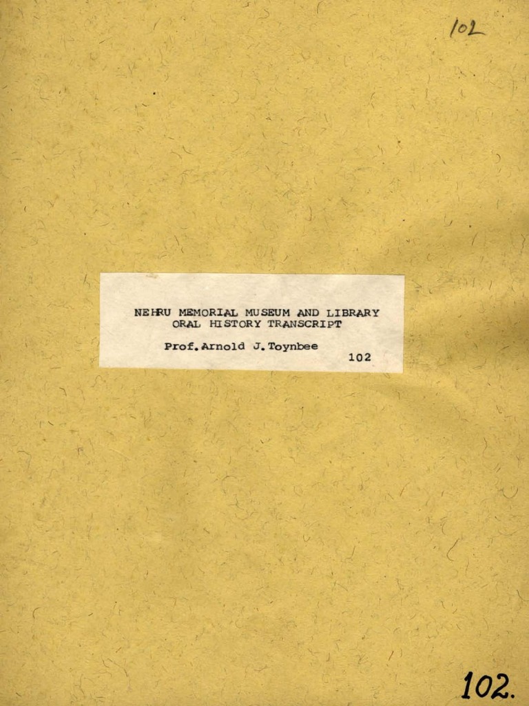 Arnold J. Toynbee Oral History | PDF