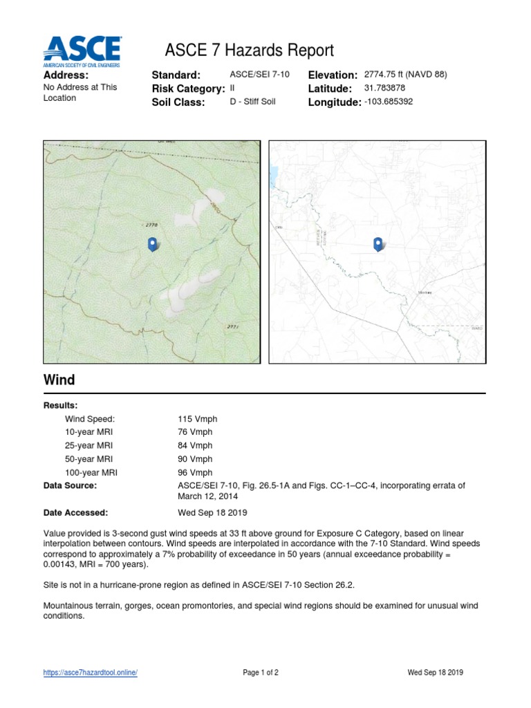ASCE 7-10 Hazards Report Summary | PDF | Wound | Wind Speed