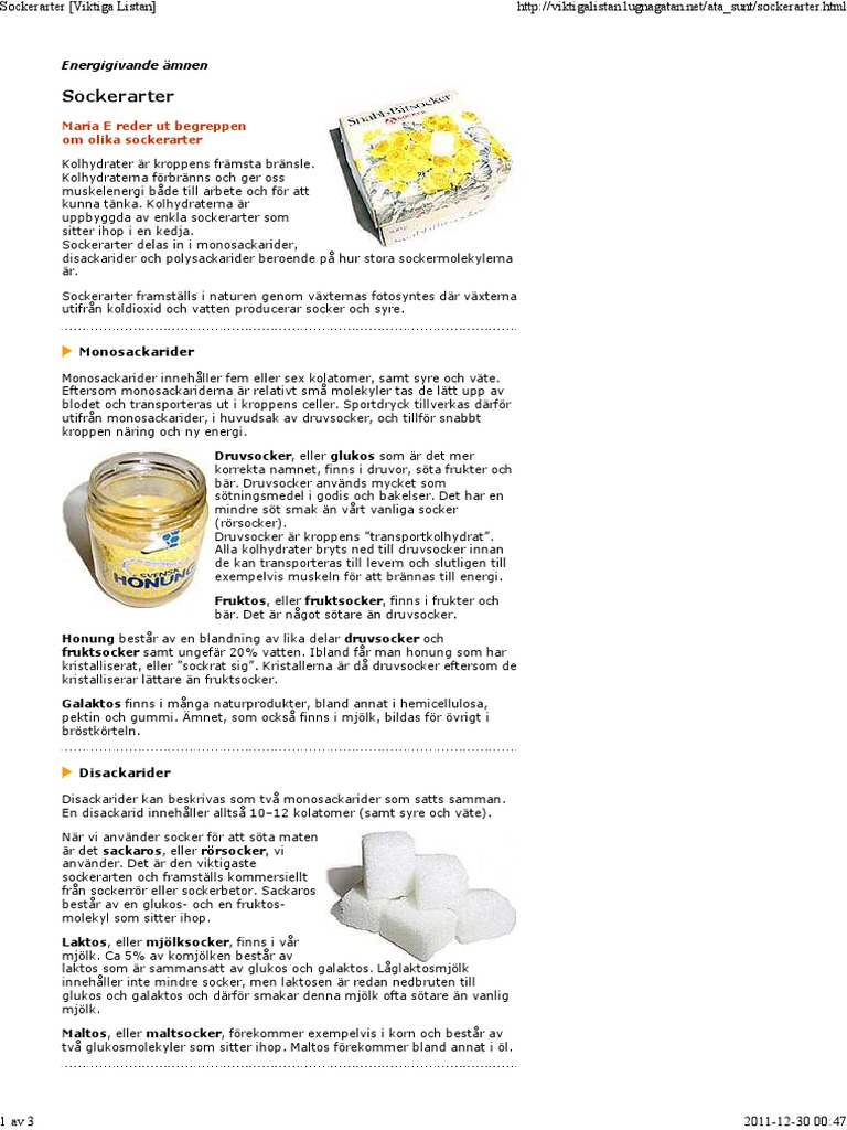 Sockerarter 190920 | PDF