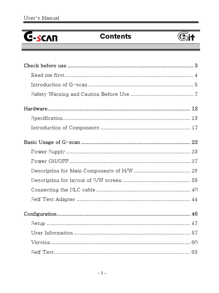 G-Scan User Manual | PDF | Electrical Connector | Computer Engineering