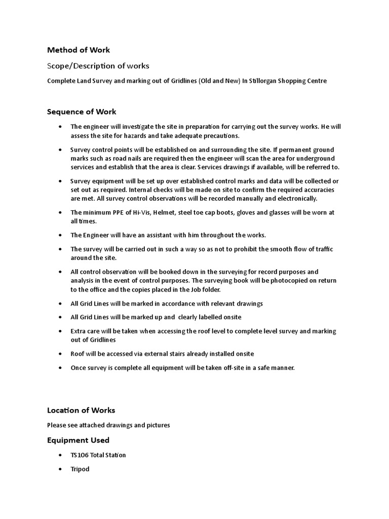 Method - Statement - Site - Survey (2) .Odt | PDF