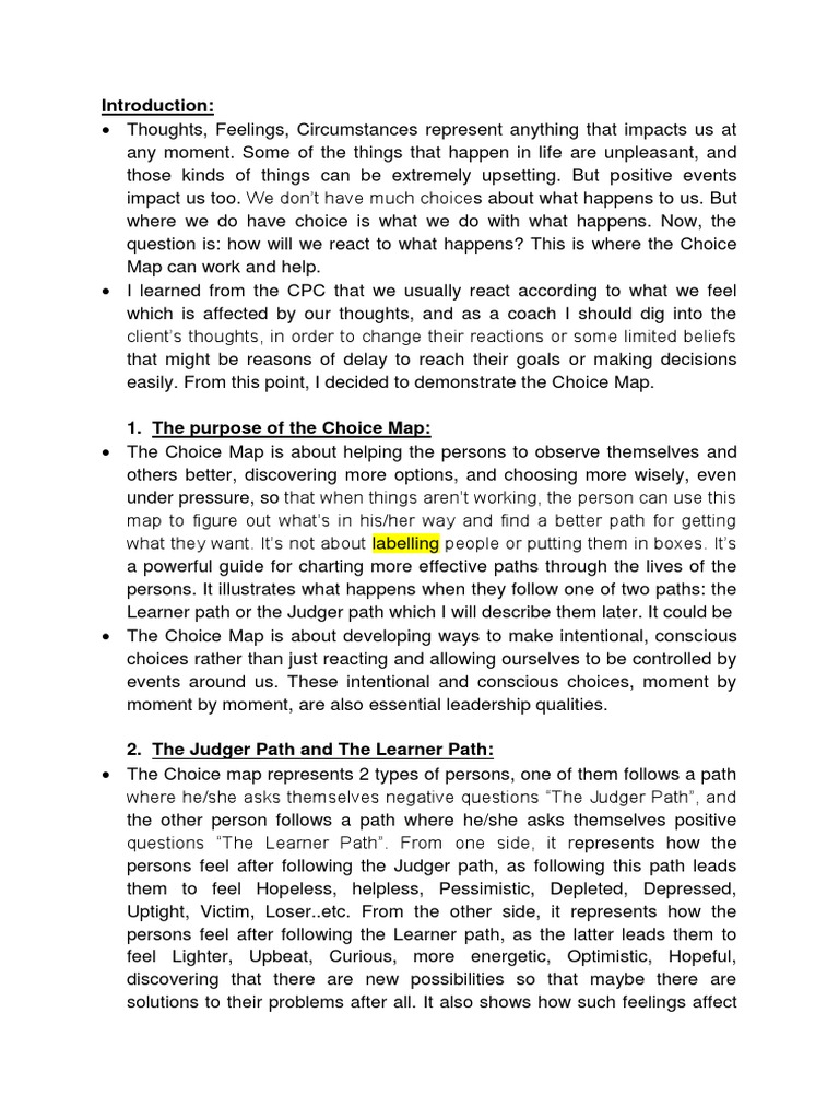 Choice Map | PDF | Question | Decision Making