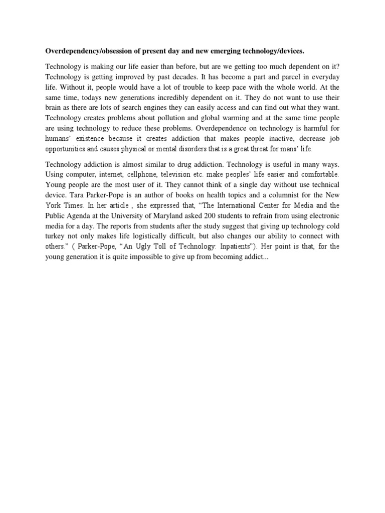 The Dangers of Technology Overdependence | PDF