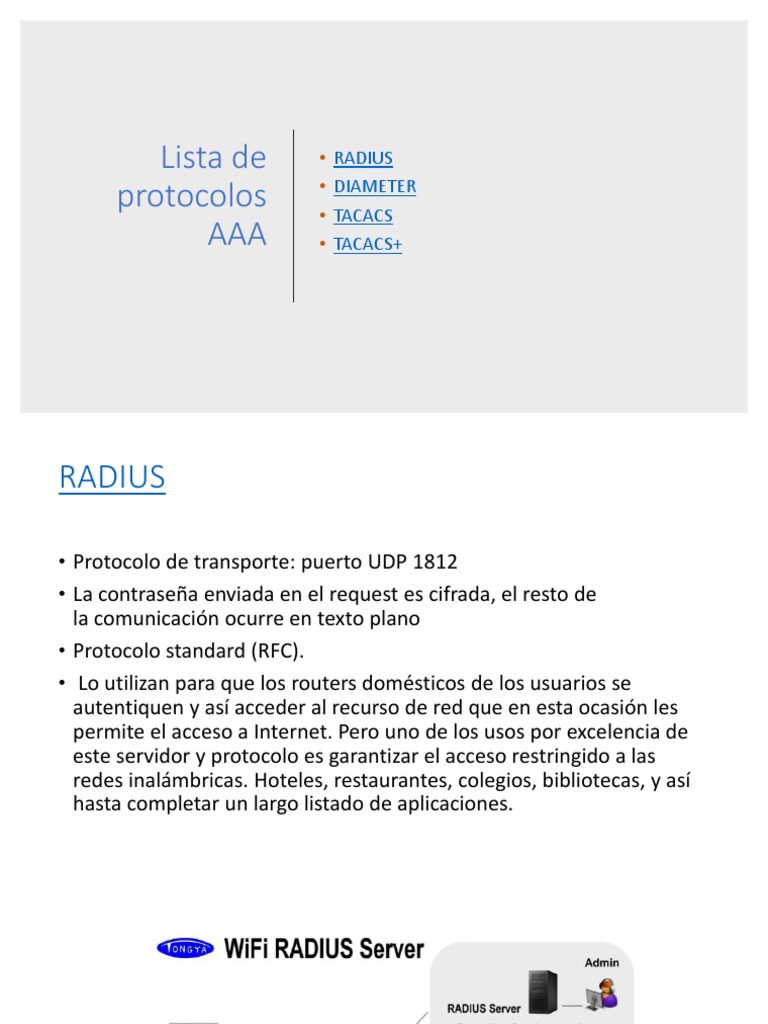 Protocolos AAA: RADIUS, DIAMETER, TACACS | PDF