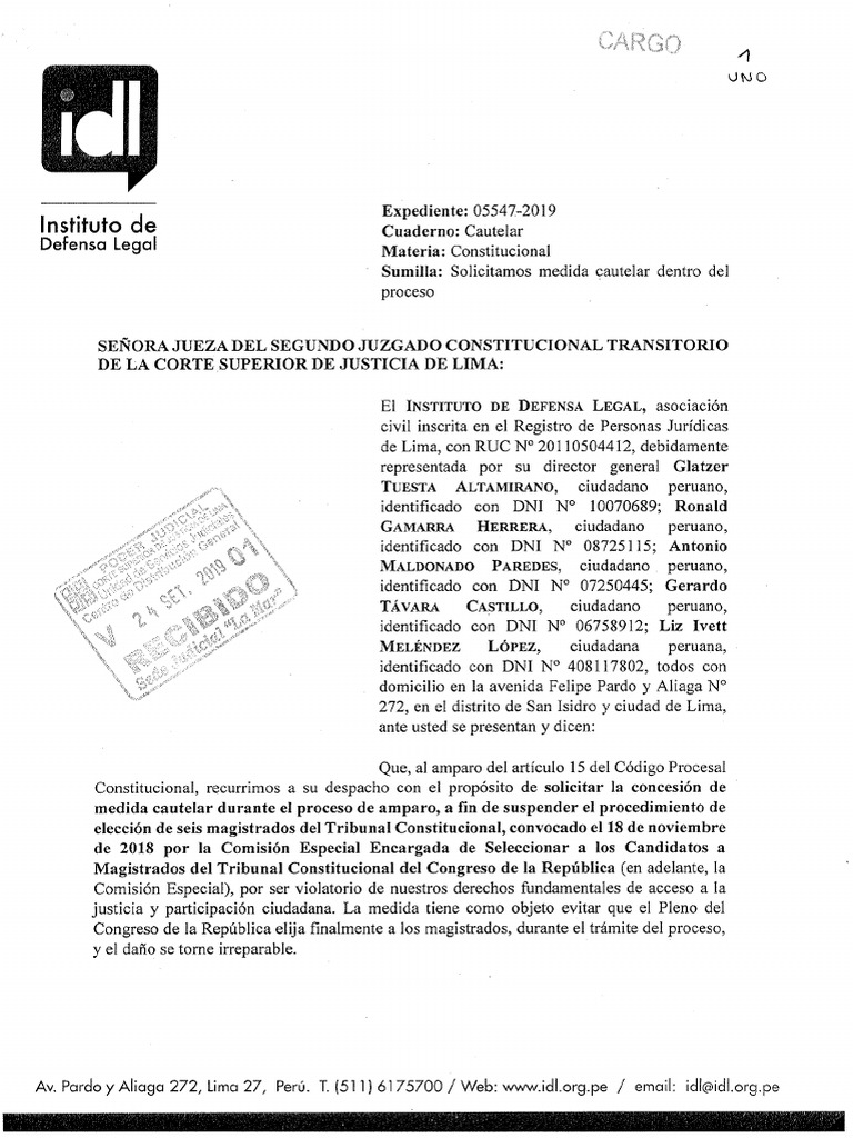 IDL Presenta Medida Cautelar y Solicita La Suspensión Inmediata Del ...