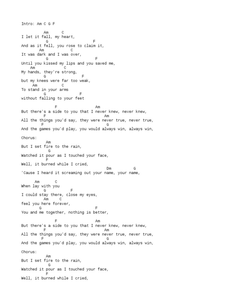 "Set Fire to the Rain Lyrics" | PDF