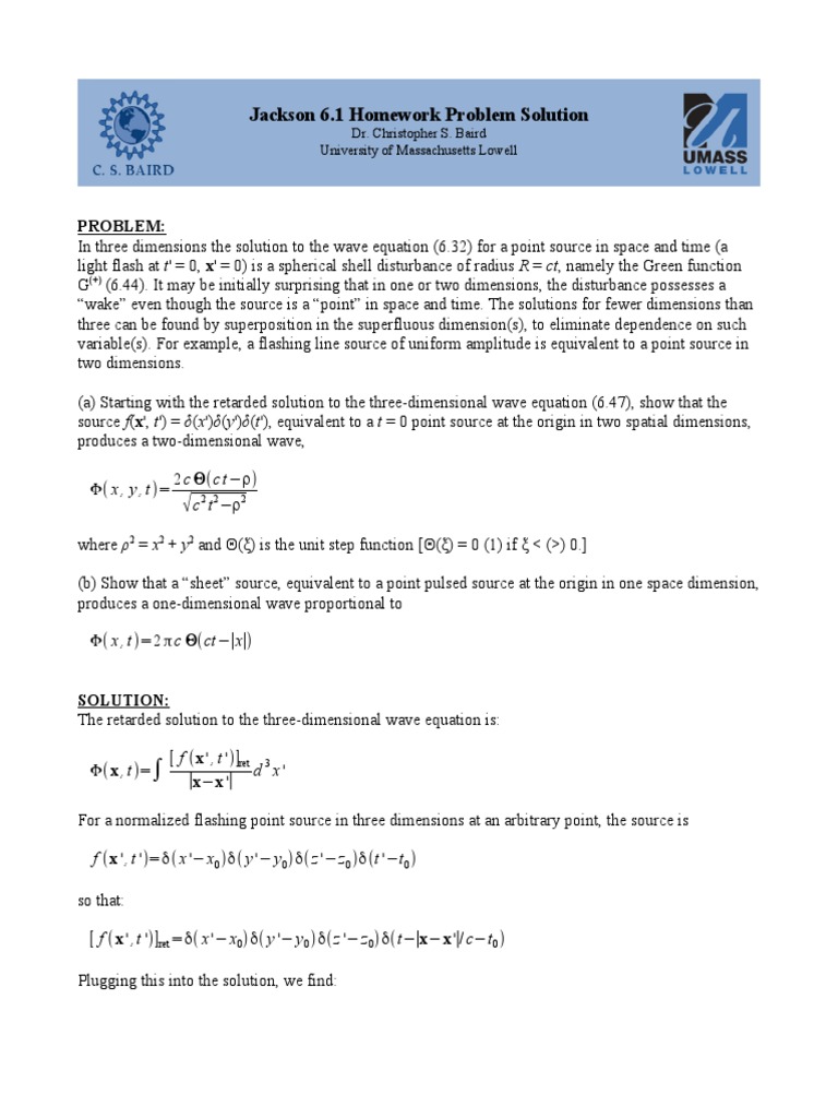 Jackson 6.1 Homework Problem Solution | PDF | Wave Equation | Waves
