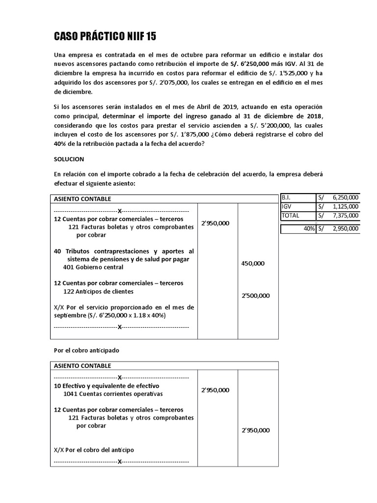 Caso Practico Niif 15 | PDF | Economias | Business