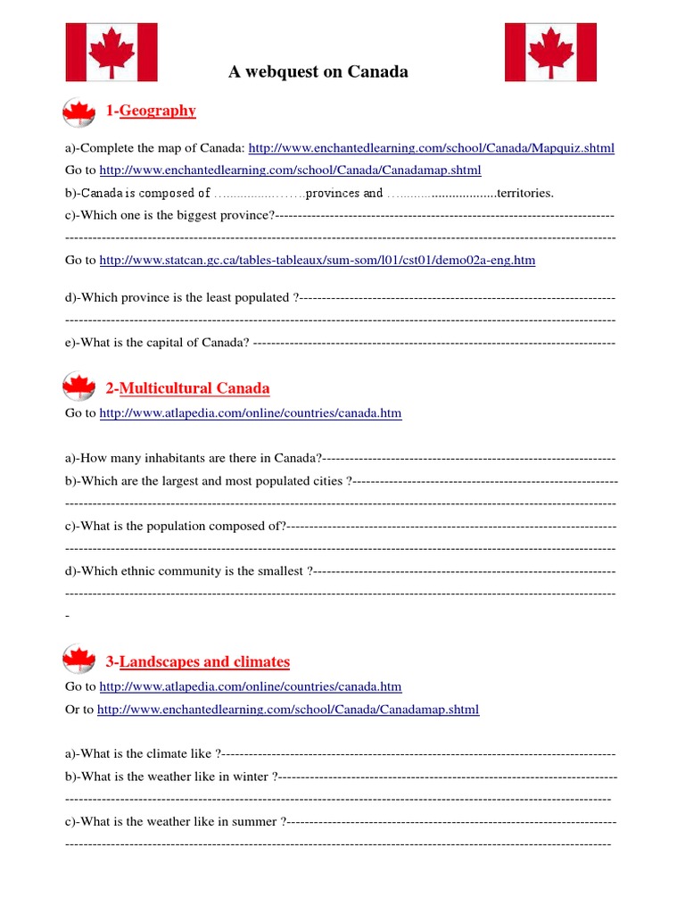 Canada Webquest PDF | PDF | Canada | Geography