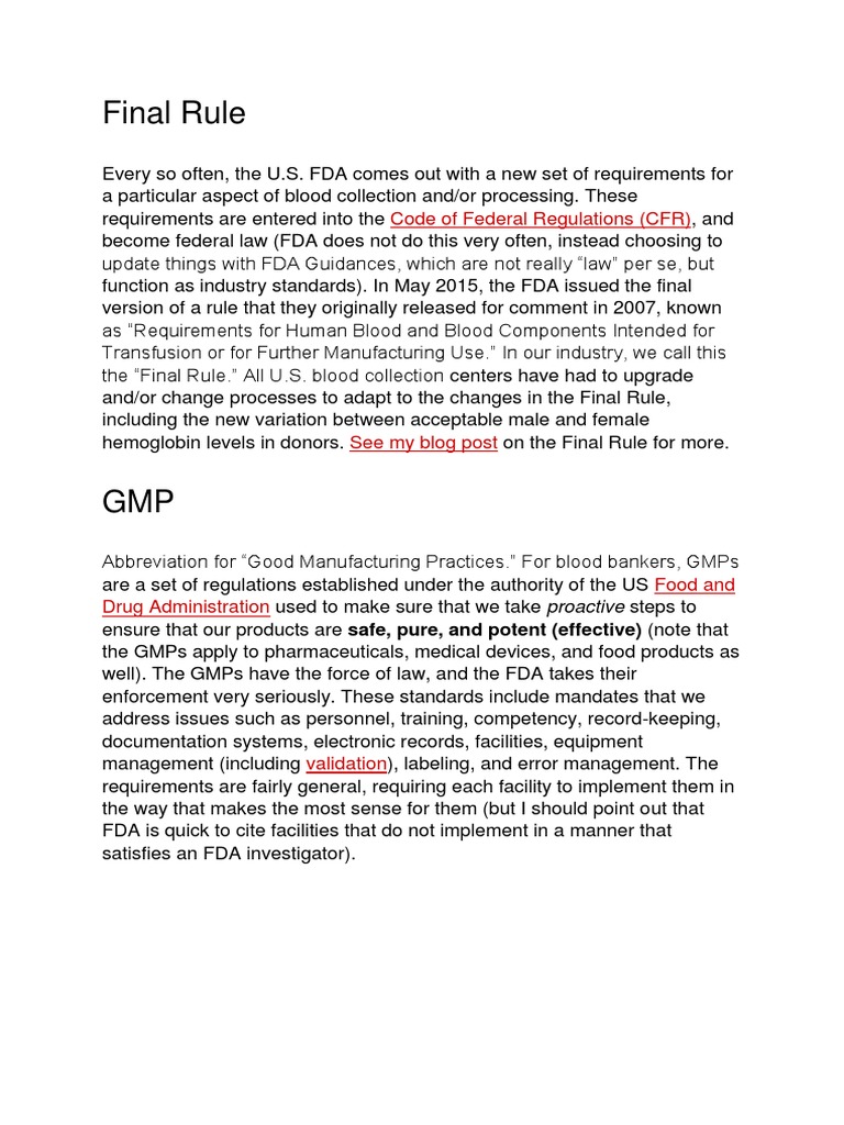 Final Rule: Code of Federal Regulations (CFR) | PDF