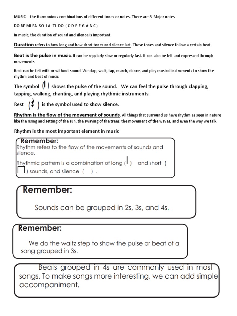 8 Major Musical Notes - DO-RE-MI-FA-SO-LA-TI-DO | PDF | Rhythm ...