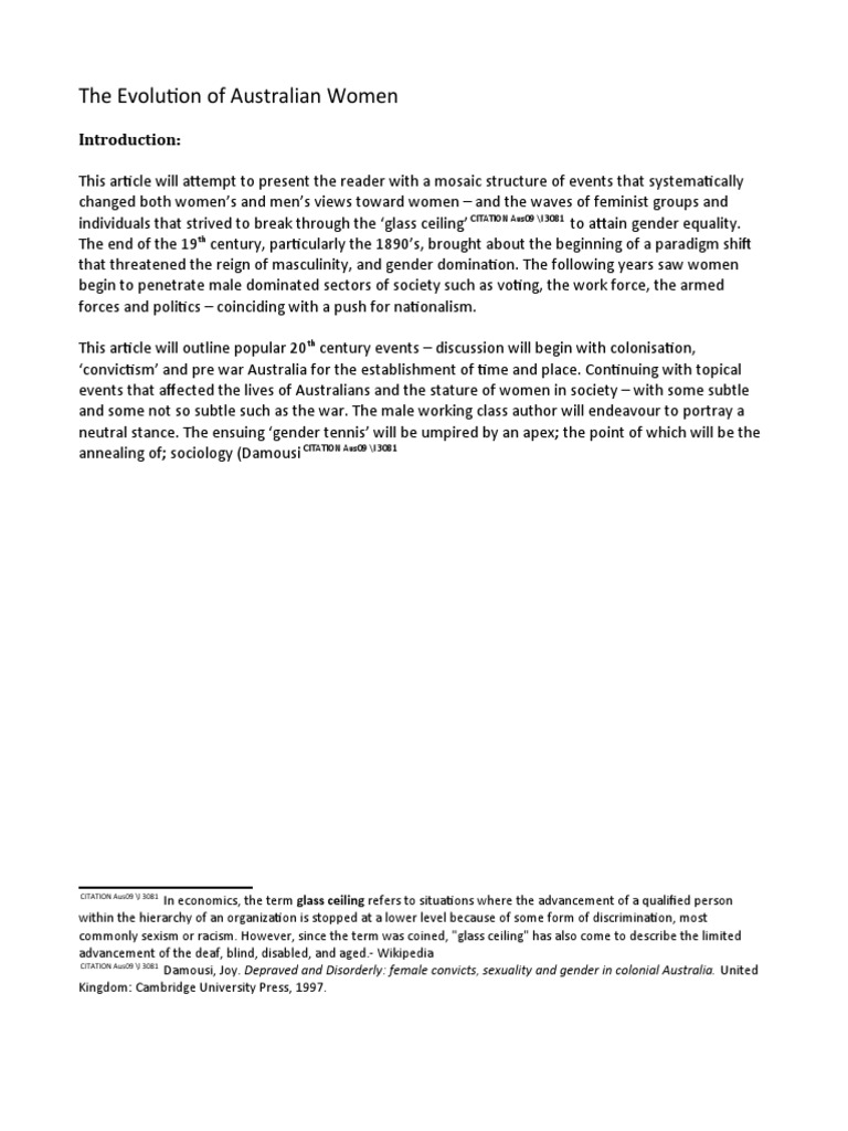 The Rise of Women in Australia | PDF | Politics | Social Science
