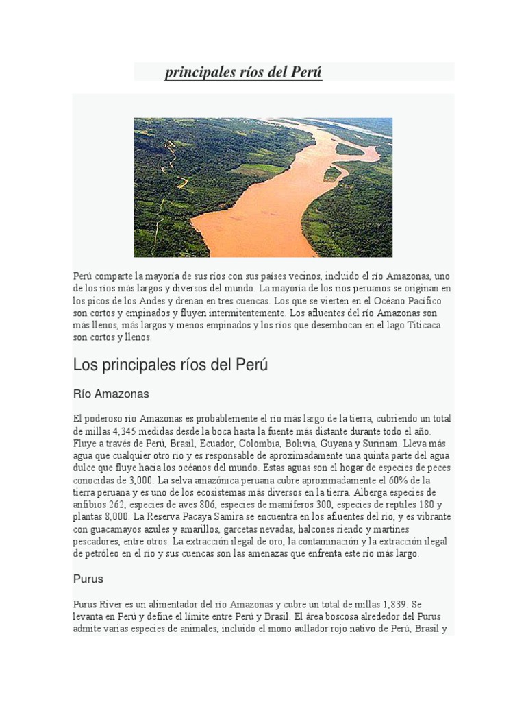 Quais São Os Rios Mais Importantes Do Peru? – OG Artland
