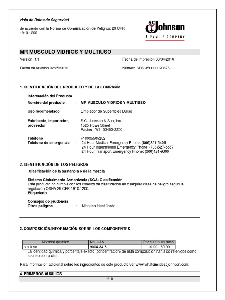 HDS MR Musculo PDF | PDF | Toxicidad | Administración de Seguridad y ...