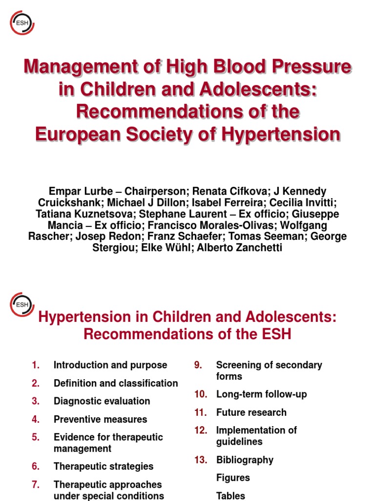 Slide Set Pediatric Guidelines | PDF | Hypertension | Blood Pressure
