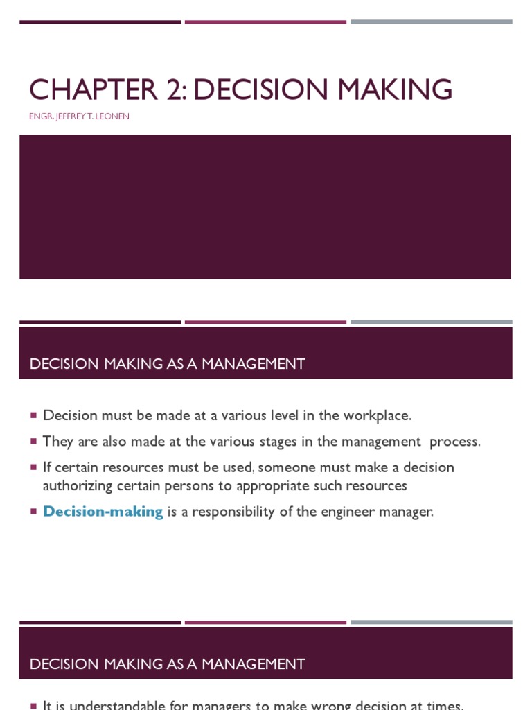 Chapter 2 Decision Making | PDF | Mathematical Model | Decision Making