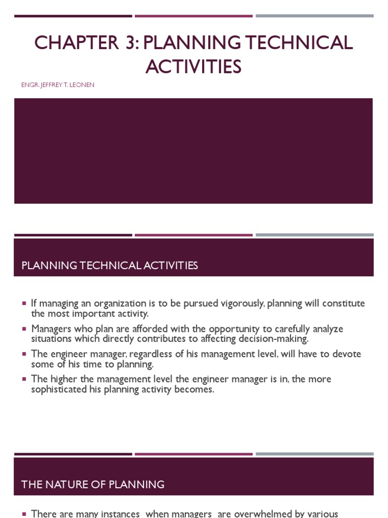 Planning Technical Activities in Management | PDF | Strategic Planning ...