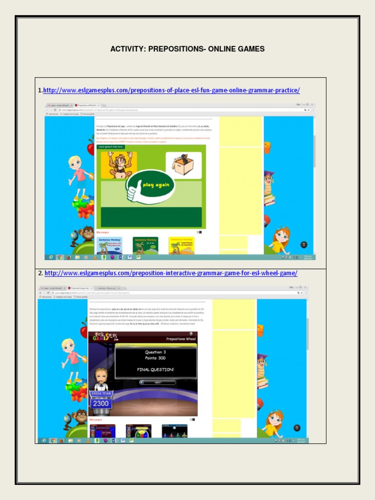 Online Games for Learning Prepositions | PDF