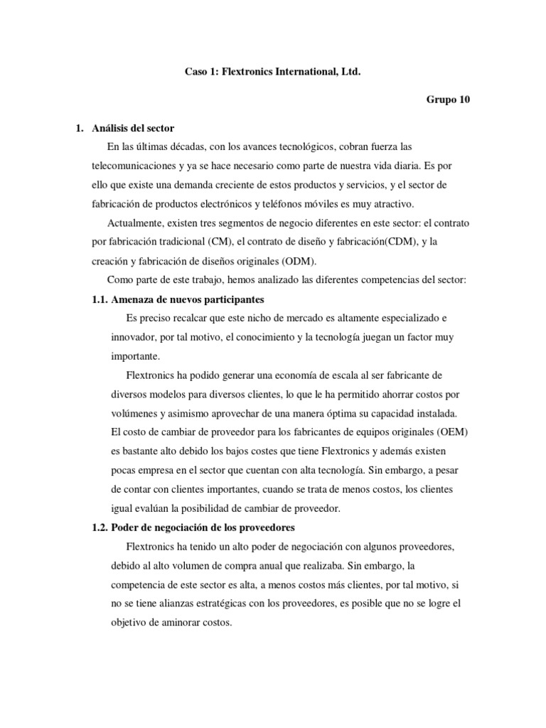 Caso Flextronics International LTD PDF | PDF | Fabricante Original de ...