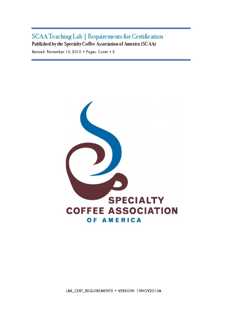 SCAA Teaching Lab - Requirements For Certification: Published by The ...
