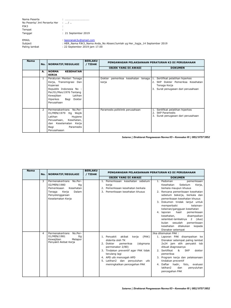 Matrik Pengawasan K3 2019-1 | PDF