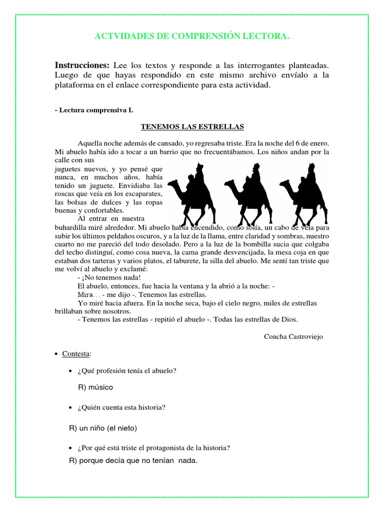 Actividades de Comprensión Lectora | PDF | Reyes Magos