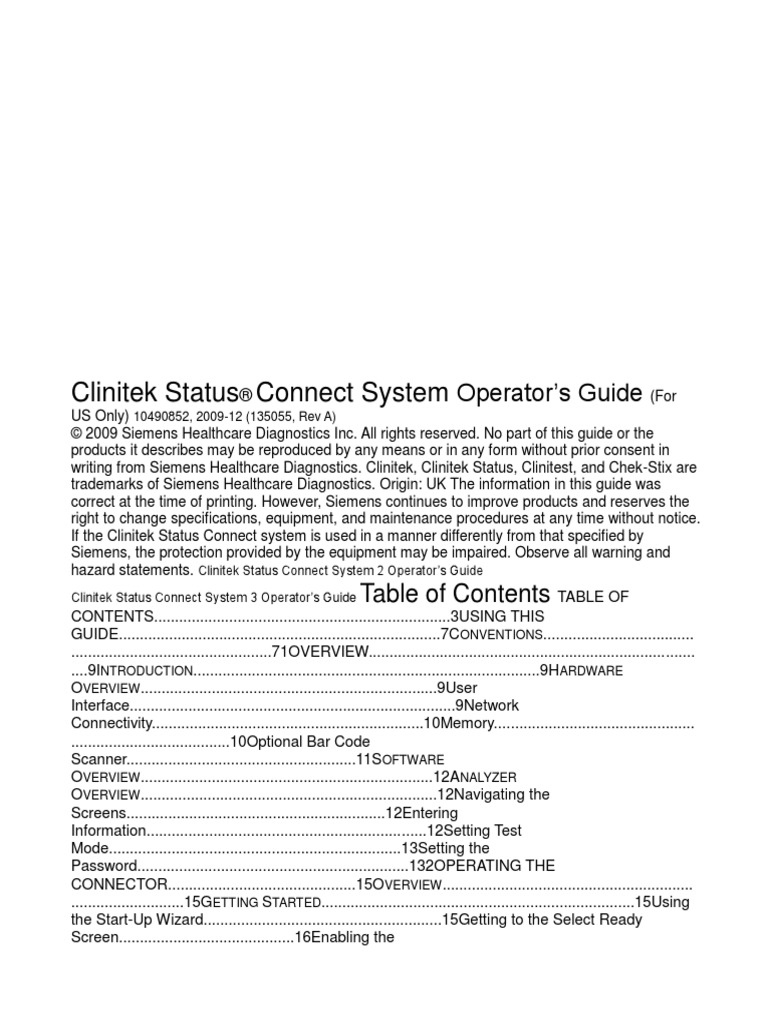 Clinitek Status Connect System: Operator's Guide | PDF | Barcode ...