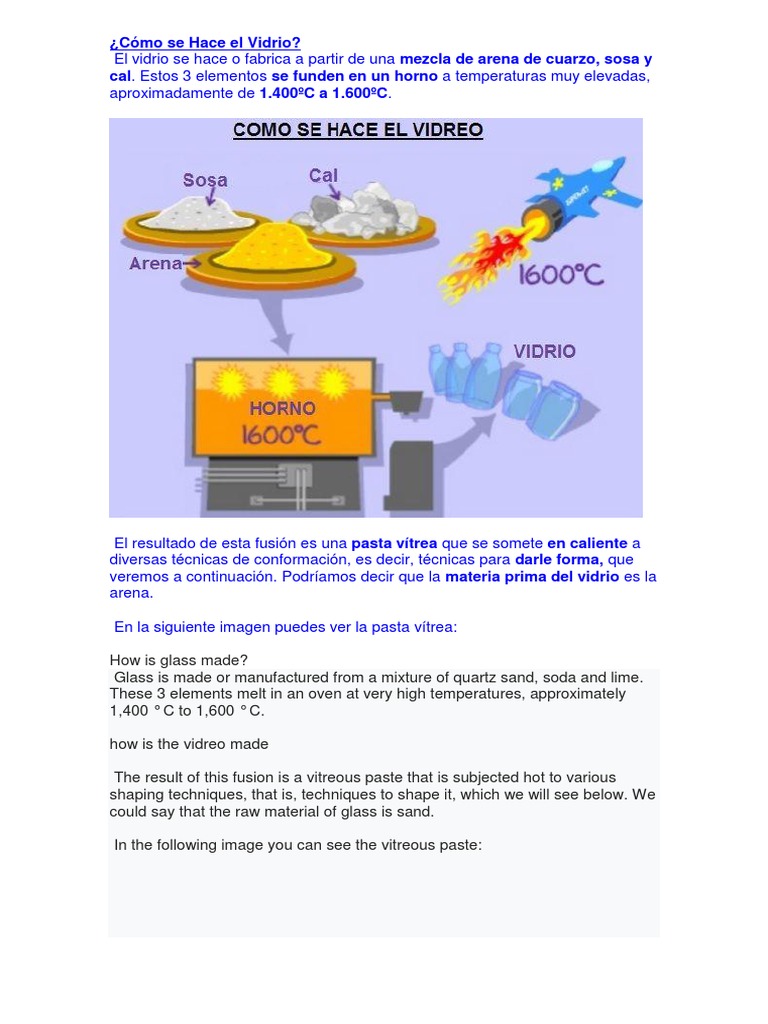 Cómo se fabrica el vidrio a partir de sus componentes básicos | PDF