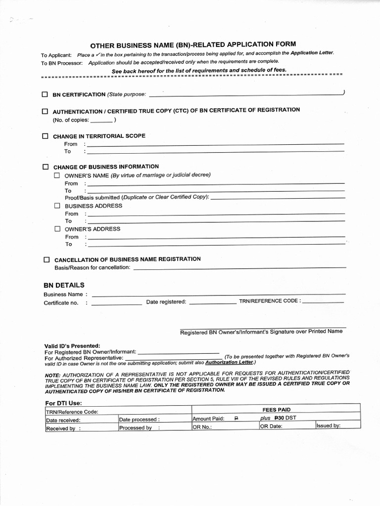 Application Form - CTC of Dti Certificate | PDF