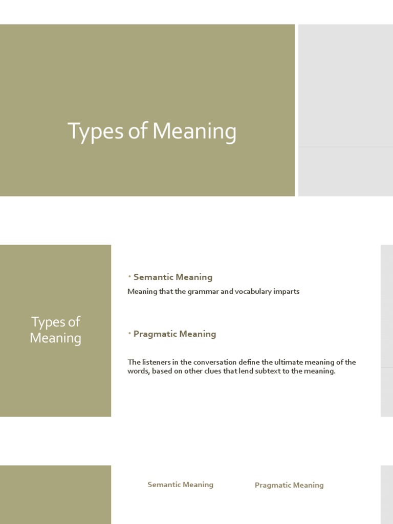 Types of Meaning | PDF | Semantics | Linguistics