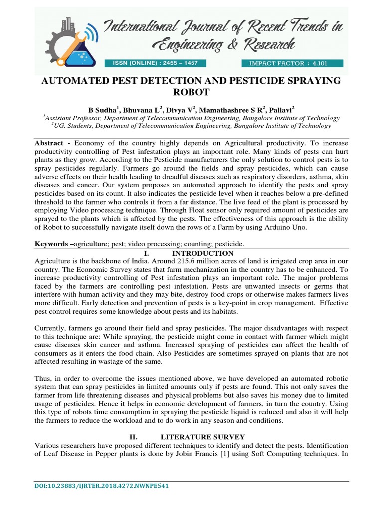 Automated Pest Detection and Pesticide Spraying Robot | PDF | Pesticide ...