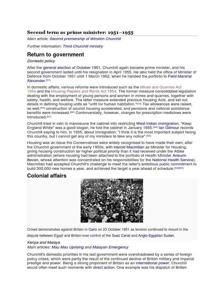Sir Winston Churchill - Second Term As Prime Minister | PDF | Winston ...